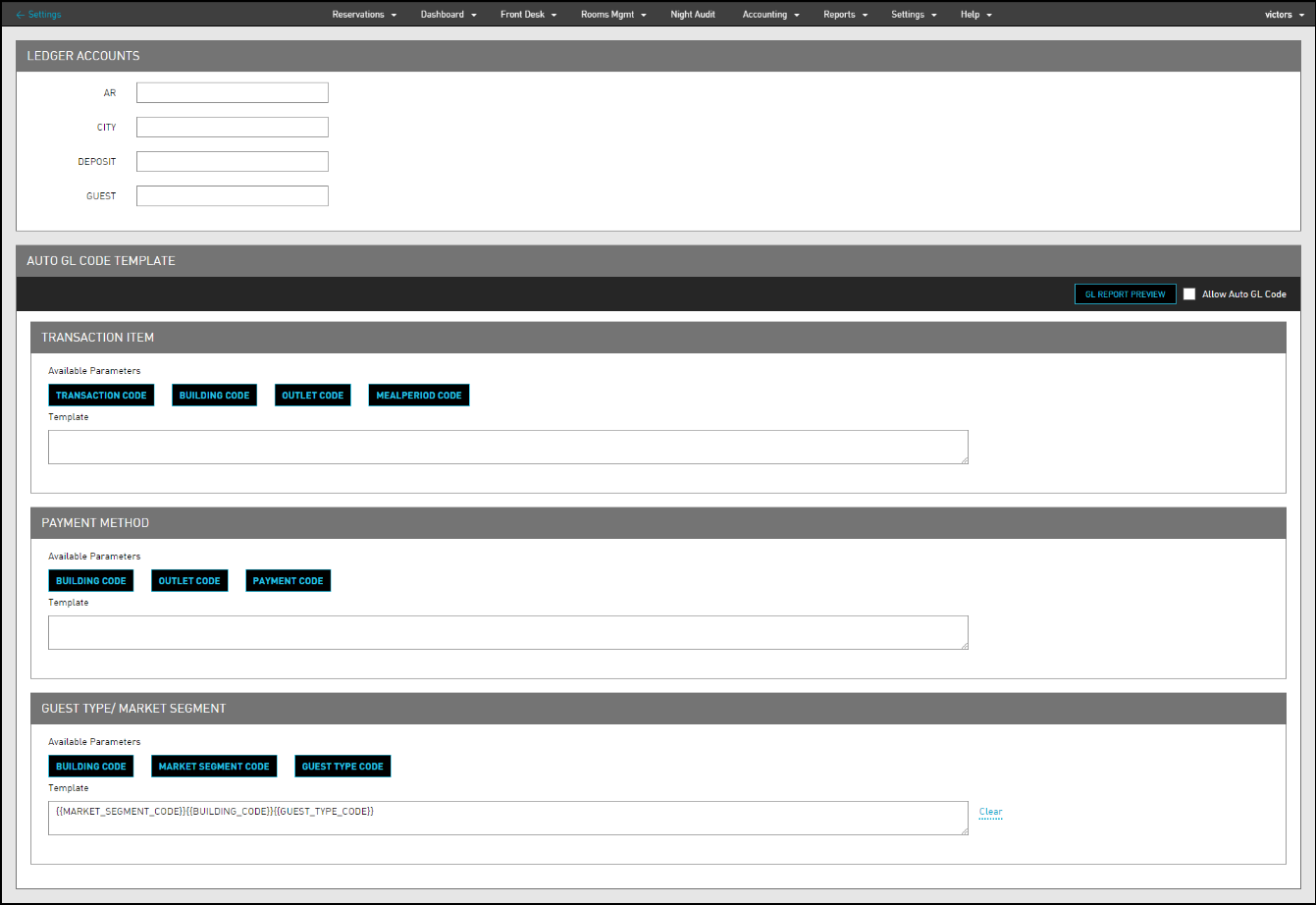 Auto GL Code Template