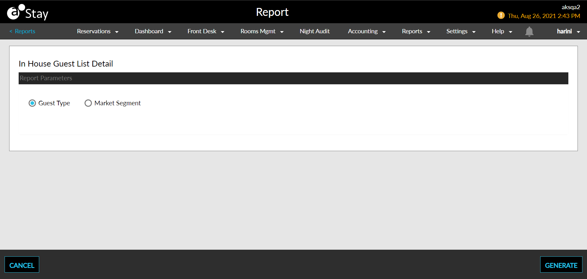 In House Guest List Details
