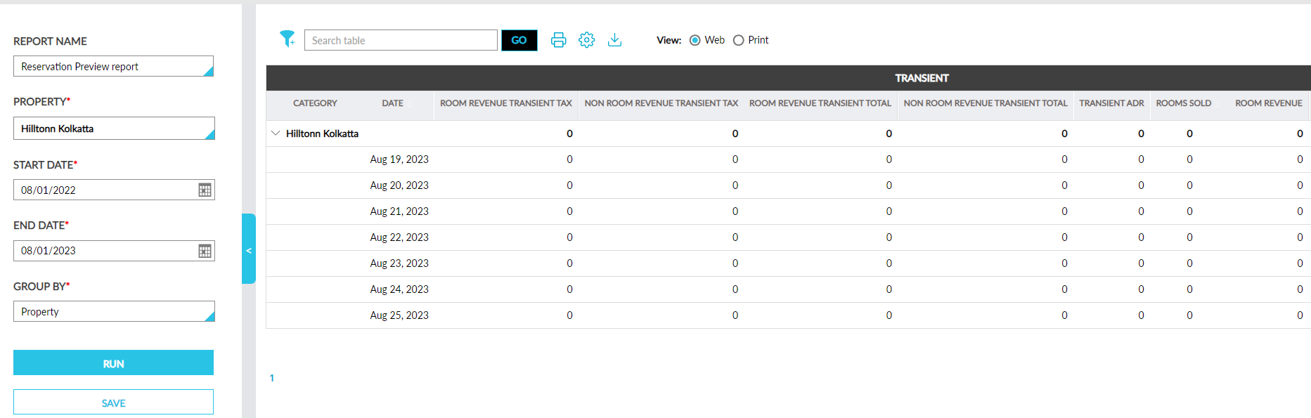 Reservation Preview Report