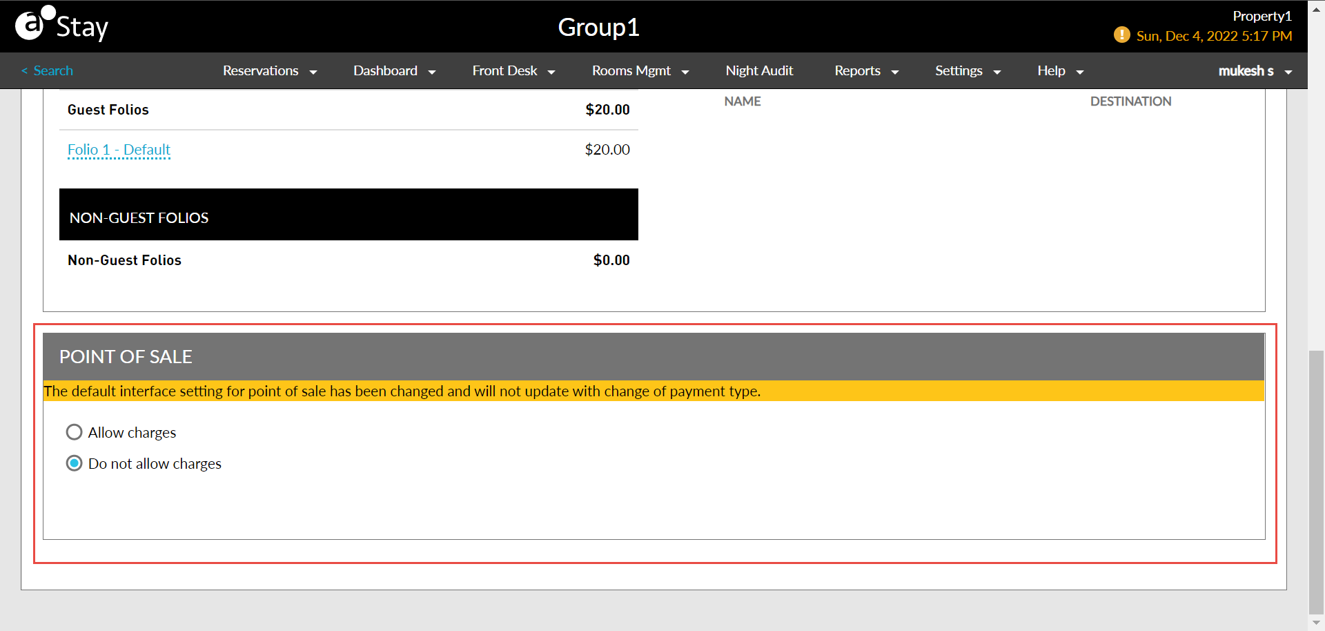 Adding POS Charge for Groups