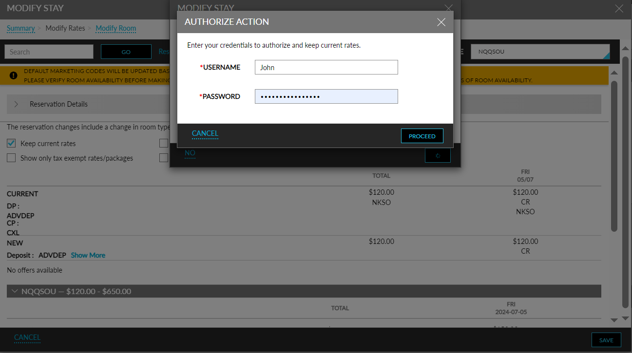 Authorize Users to Modify Room Type of Reservations