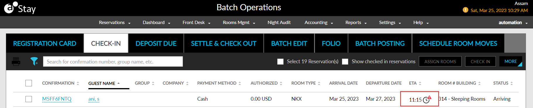 Checking-In Reservations