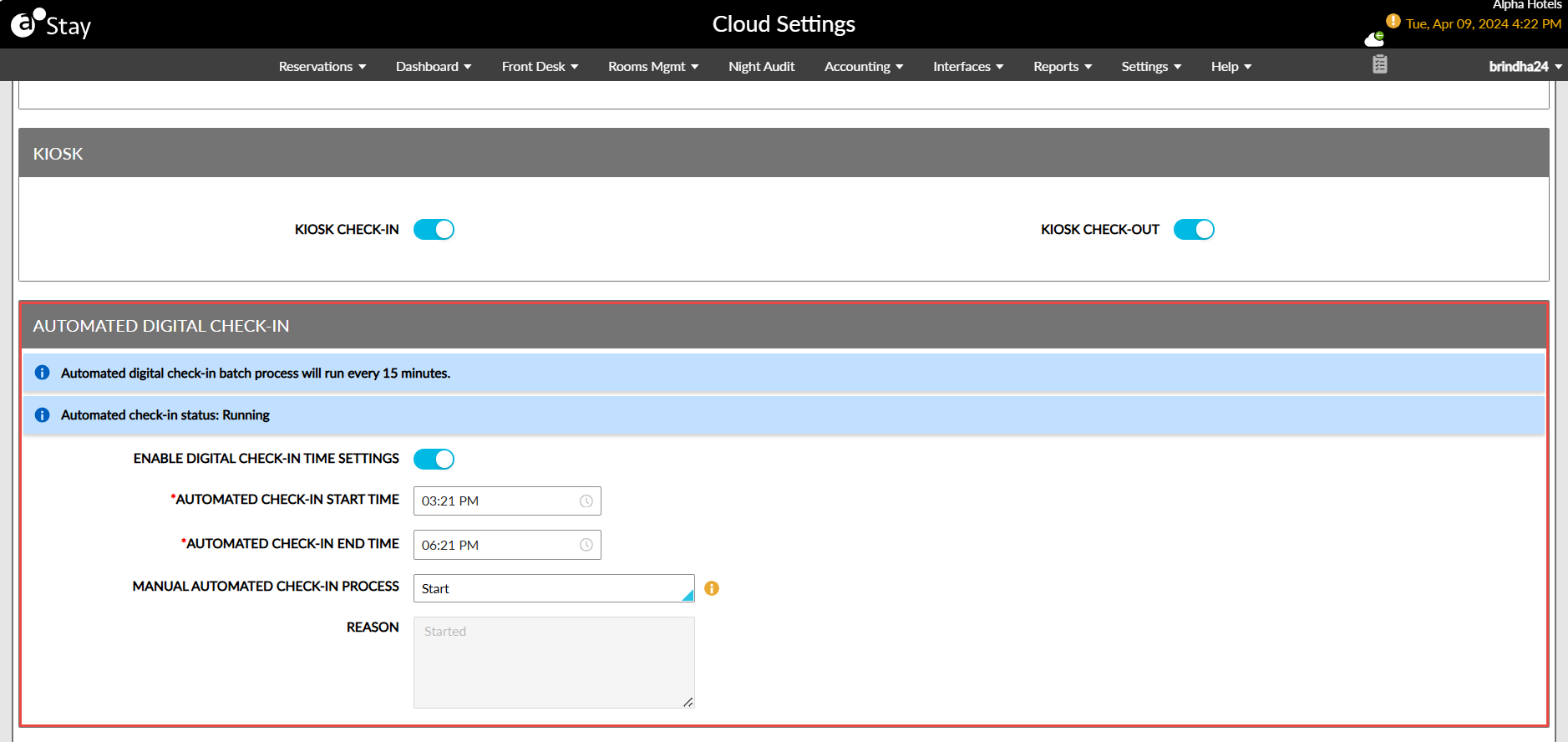 Configuring Automated Digital Check-In Settings