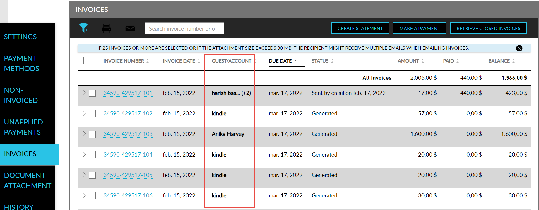 Creating Multiple Invoices