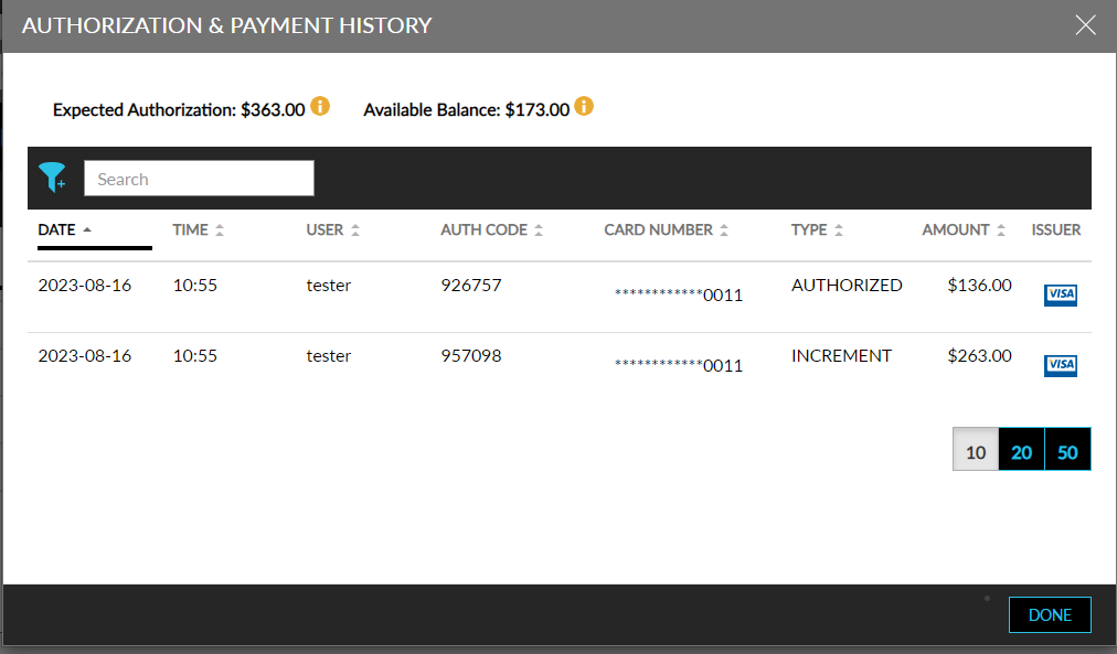 Display Authorization Details on Batch Operations - Folio Tab