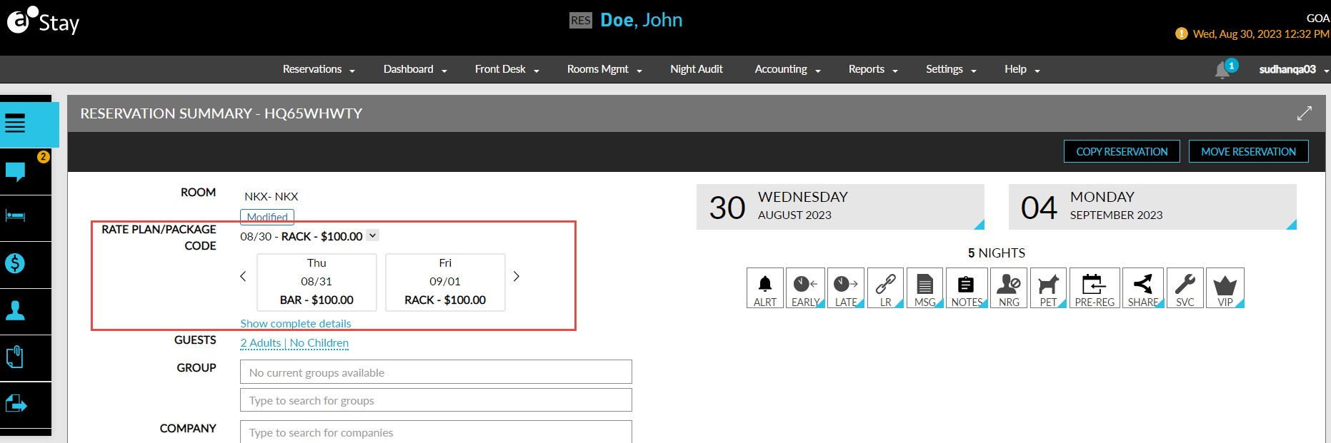 Display Rate Plan Details in Reservations
