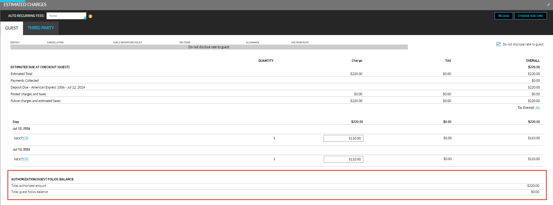 Display Total Folio Balance of All Open Guest Folios