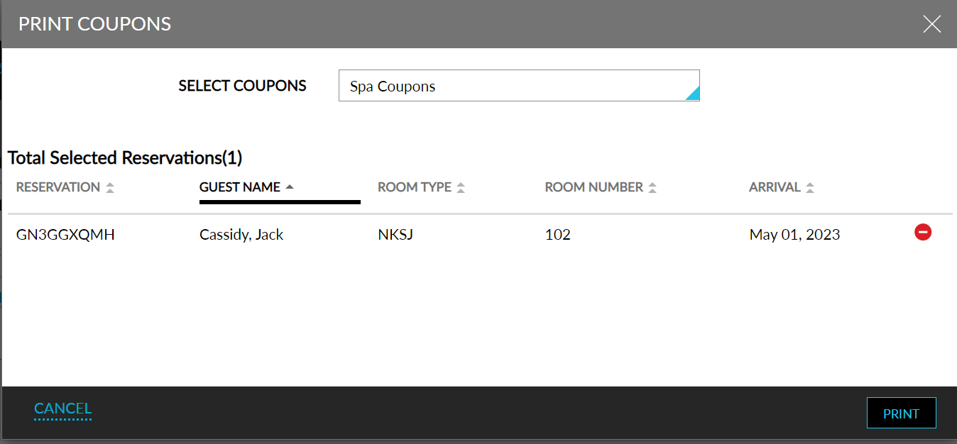 Printing Coupons for Reservations