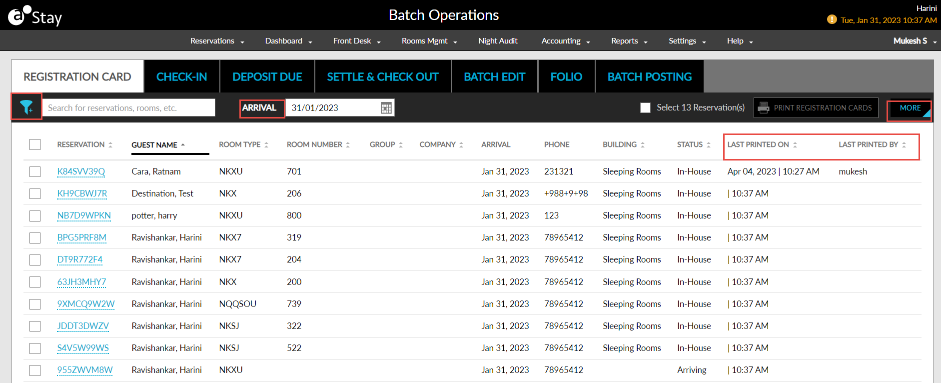 Printing Registration Cards