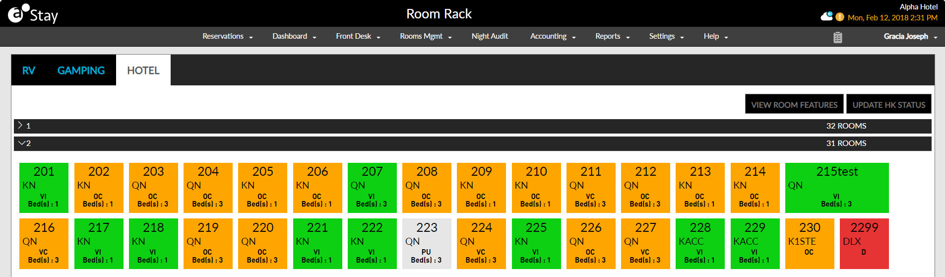 Room Assignment Based on Rack Order