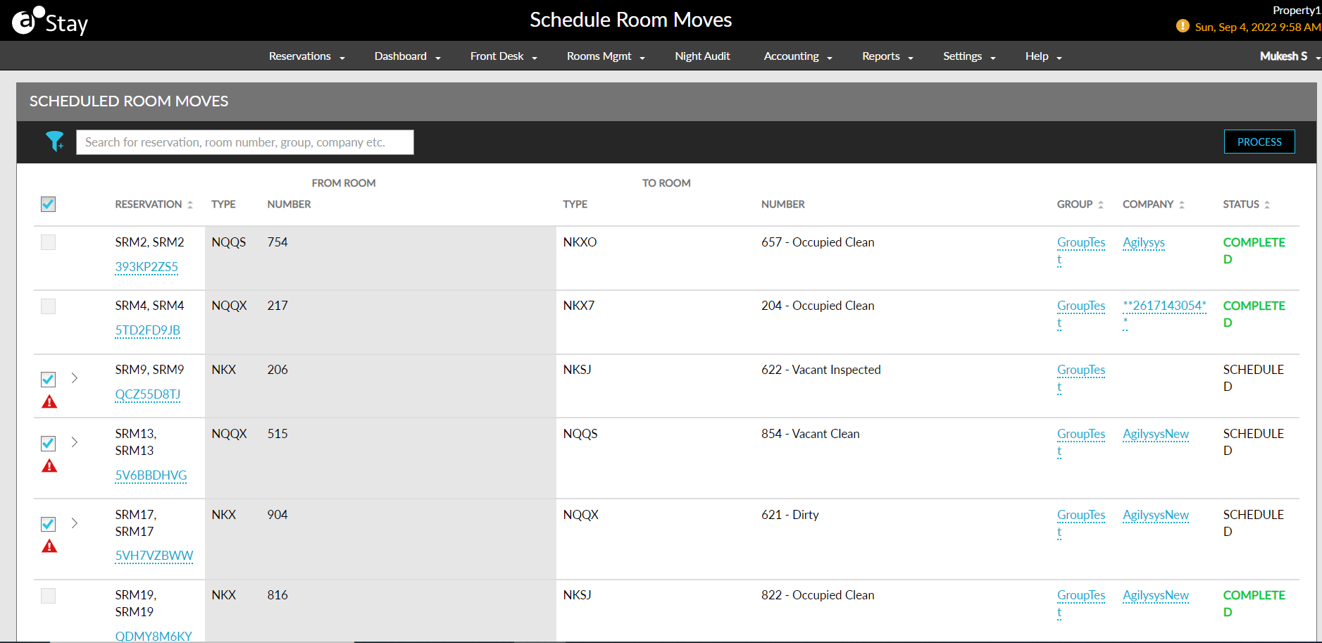 Schedule Room Moves
