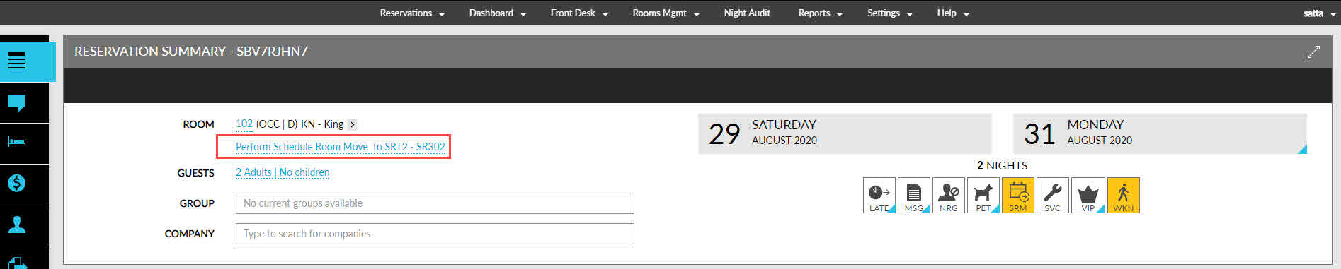 Scheduling a Room Move