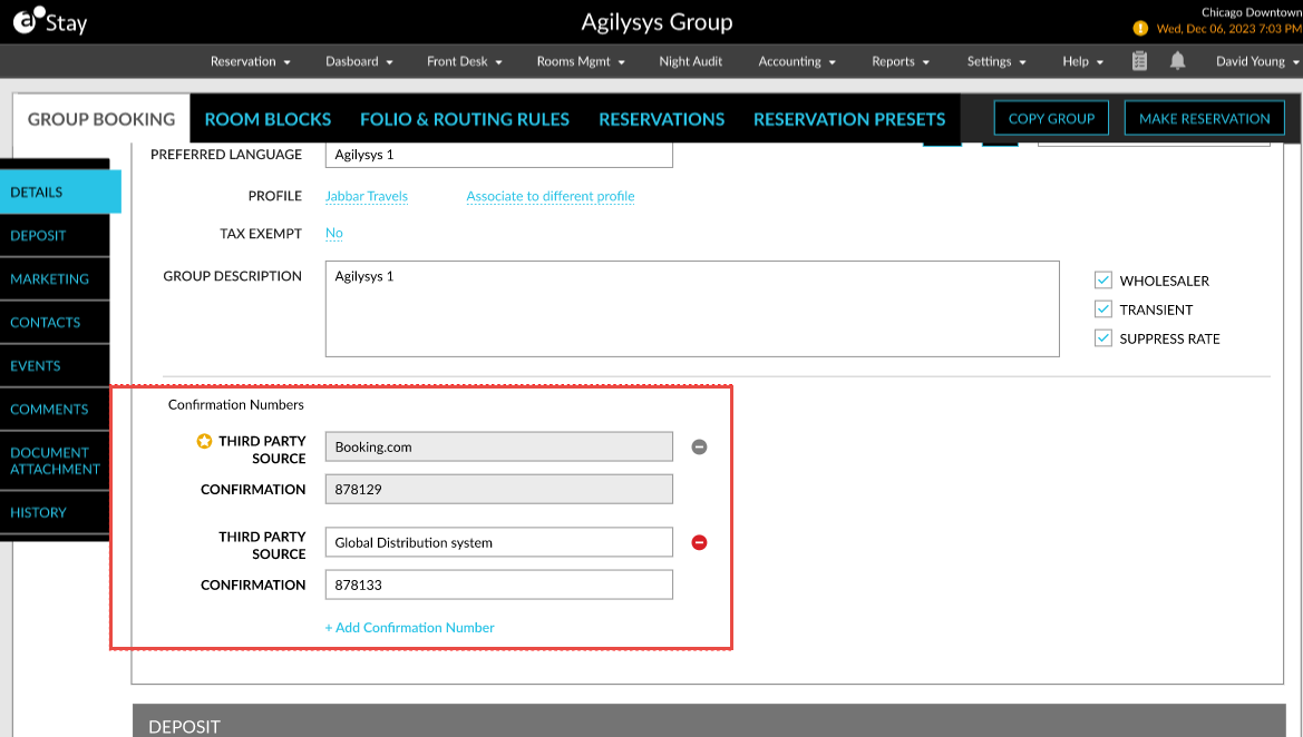 Search Groups Using Third-Party Confirmation Number