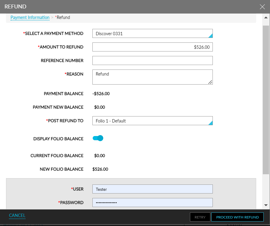 Support Excess Refunds for Payments