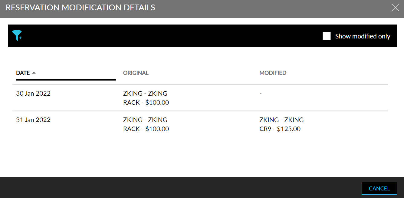 Ability to View Reservations Modifications